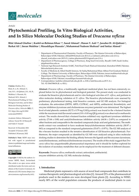 Pdf Phytochemical Profiling In Vitro Biological Activities And In