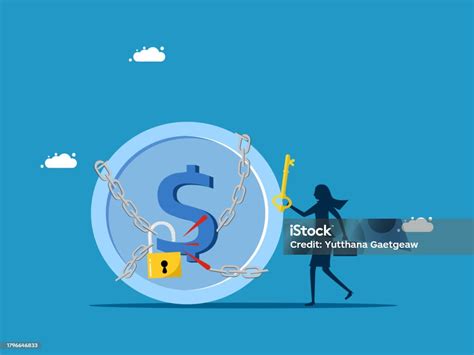 재정 문제를 해결하십시오 열쇠를 사용하여 체인에서 동전을 잠금 해제하는 사업가 가득 찬에 대한 스톡 벡터 아트 및 기타 이미지 가득 찬 개념 경영자 Istock