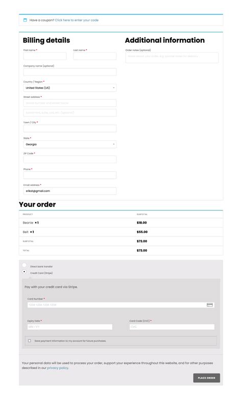 Column Layout For Woocommerce Checkout Page