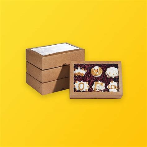 Brown Bakery Boxes With Window Silver Edge Packaging