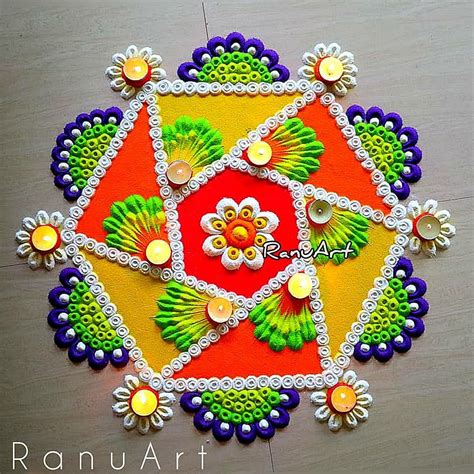 Diwali Rangoli Designs 2022 Kalash And Peacock Feather Rangoli For