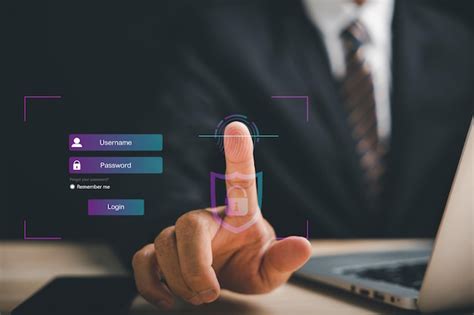 Premium Photo Futuristic Biometric Fingerprint Scanning Technology Concept Pointing Finger On