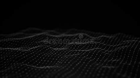 Abstract Flowing Smooth Surface Fractal Waves Background Grid Mesh Of Dots Stock Illustration