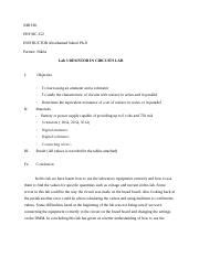 Lab 3 RESISTOR IN CIRCUITS LAB Docx NHI HO PHYSIC 252 INSTRUCTOR Abouhamed Saberi Ph D Partner