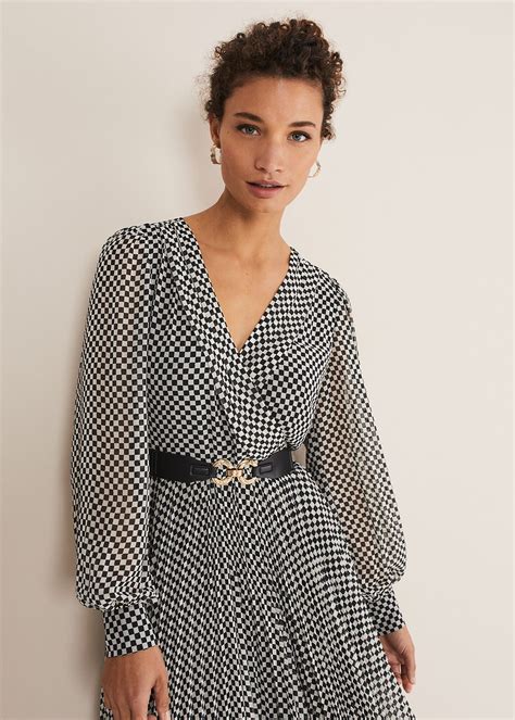 Monochrome Houndstooth Midaxi Dress Phase Eight Phase Eight Uk