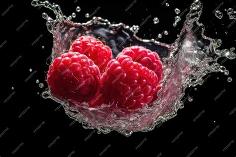 Premium AI Image | Dynamic Raspberry Splash Raspberry on a Dark ...