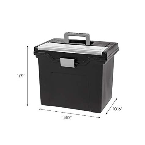 Iris Usa Portable Letter Size File Box With Built In Organizer Lid And
