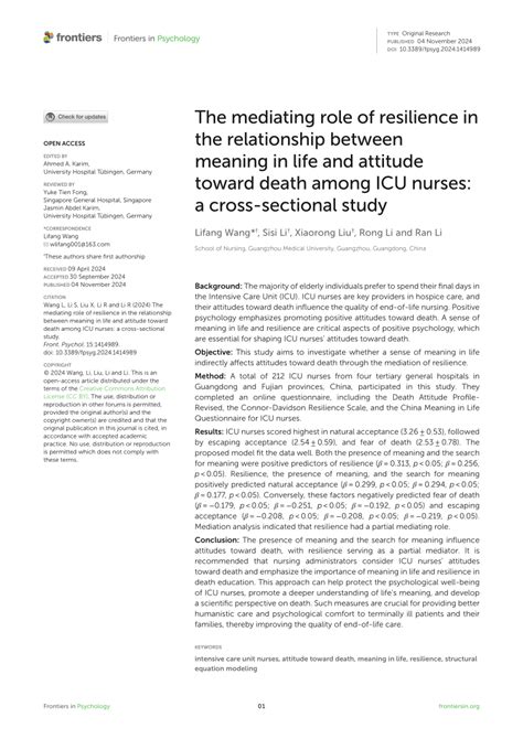 Pdf The Mediating Role Of Resilience In The Relationship Between Meaning In Life And Attitude