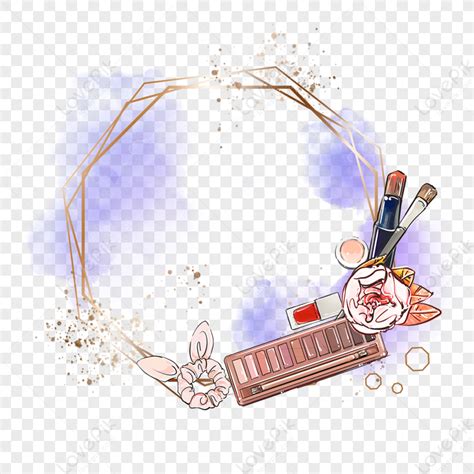 보라색 수채화 일러스트 화장품 골드 테두리빨간세트 Png 일러스트 무료 다운로드 Lovepik