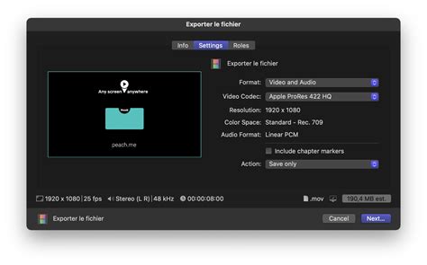 ProRes HQ Export Guide Final Cut Pro X Peach Connect Help