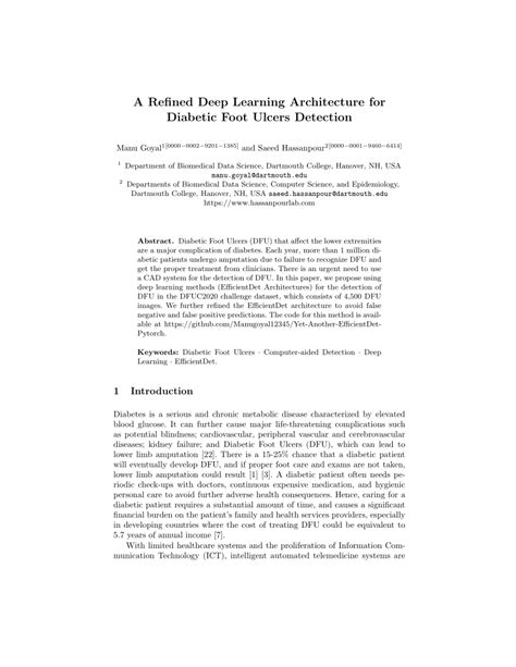 Pdf A Refined Deep Learning Architecture For Diabetic Foot Ulcers Detection