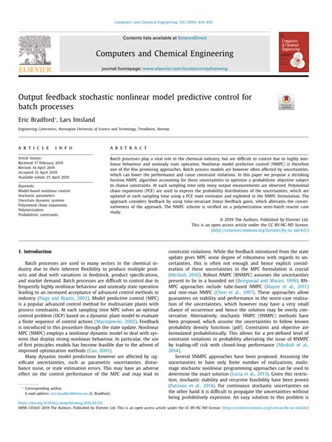 Pdf Output Feedback Stochastic Nonlinear Model Predictive Control For