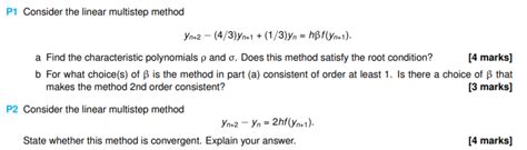 Solved P1 Consider The Linear Multistep Method Yn 2
