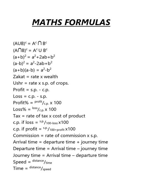 Math Formulas For Cadet Colleges Entry Tests Made By Arsal Khan Pdf