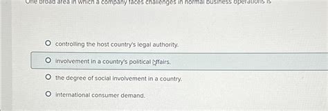 Solved Controlling The Host Country S Legal Chegg