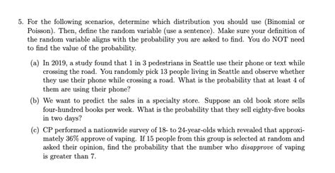 [solved] 5 For The Following Scenarios Determine Which