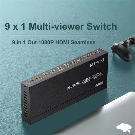 HDMI Multi Viewer Switch 9x1 HDMI Quad Multi Viewer Seamless Switcher 9 In 1 Out 1080p HDMI