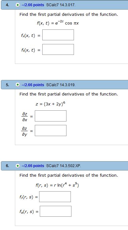Solved Find The First Partial Derivatives Of The Function