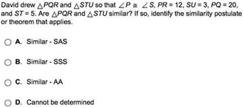 Solved David Drew Delta Pqr And Delta Stu So That P S Pr 12 Su