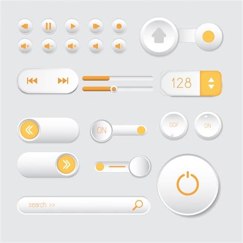 Premium Vector Rounded Buttons Set Orange Web