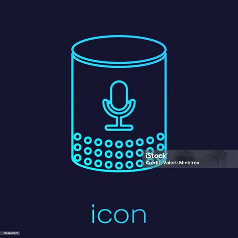 청록색 음성 길잡이 라인 아이콘 파란색 배경에 고립입니다 음성 제어 사용자 인터페이스 스마트 스피커 벡터 일러스트 0명에 대한 스톡 벡터 아트 및 기타 이미지 Istock