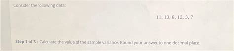 solved consider the following data 11 13 8 12 3 7step 1 ﻿of