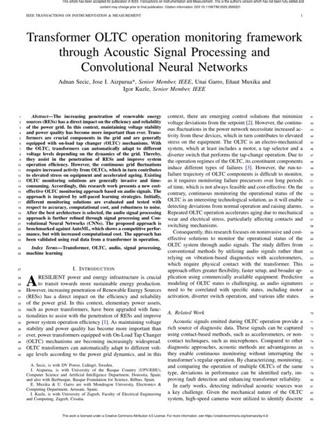 Pdf Transformer Oltc Operation Monitoring Framework Through Acoustic