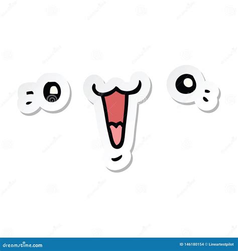 Sticker Of A Cute Cartoon Face Stock Vector Illustration Of Freehand