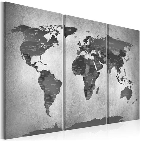 17 Stories Map On Concrete On Canvas 3 Pieces Print Wayfair