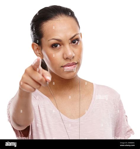 Discipline Studio And Woman Pointing Her Finger While Scolding Talking Or Fighting With Anger