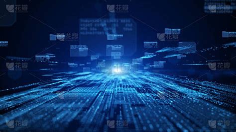 带有粒子和数字数据网络连接的数字网络空间，未来技术数字抽象背景概念