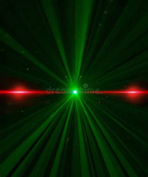 Green Rays And Red Light Beame With Glitter Light Stock Illustration