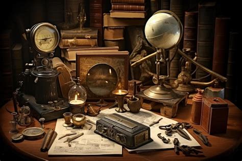Premium Ai Image A Collection Of Old Objects Including A Clock And A