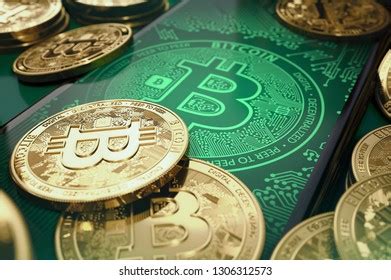 Smartphone Bitcoin Symbol On Screen Among Piles Stock Illustration Shutterstock