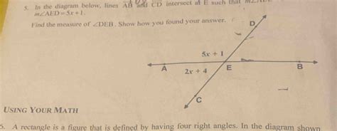 Solved In The Diagram Below Lines Vector Ab And Overline Cd Intersect At E Such That 111