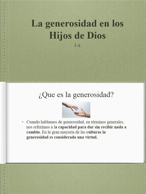 La Generosidad En Los Hijos De Dios Pp Pdf