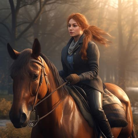 Premium Ai Image Beautiful Girl Riding A Horse Generative Ai