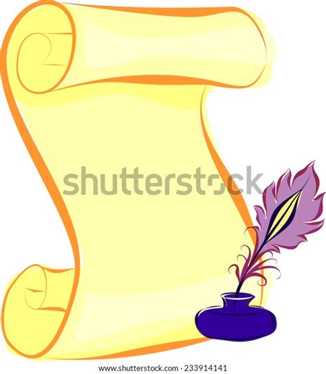 Scroll Pen Inkwell Vector Illustration Stock Vector Royalty Free