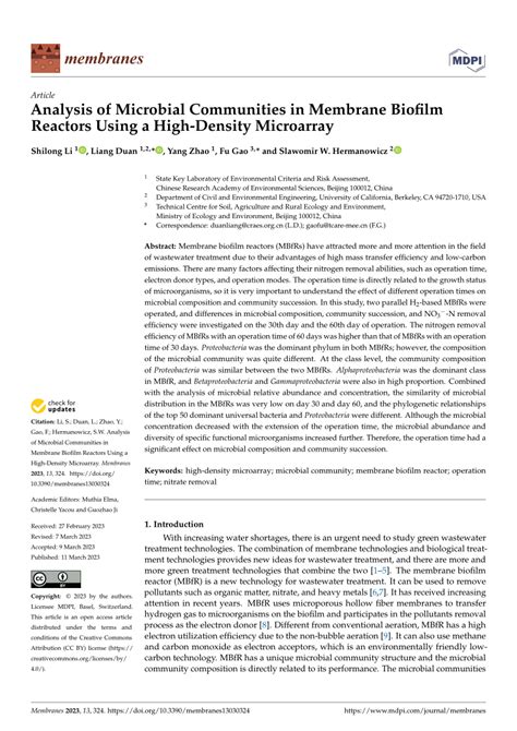 Pdf Analysis Of Microbial Communities In Membrane Biofilm Reactors
