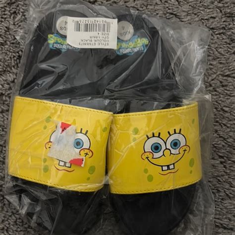 Spongebob Squarepants Shoes Spongebob Squarepants Yellow And Black Slides Poshmark