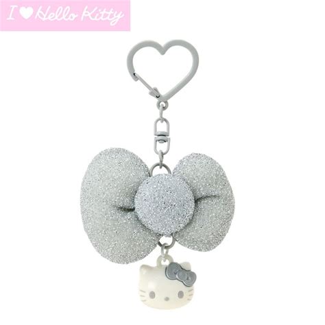 Keychain Silver Ribbon Hello Kitty Sanrio Meccha Japan