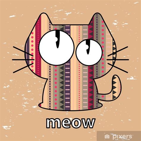 Sticker Cute Kitty Seamless Texture Illustration Pixershk