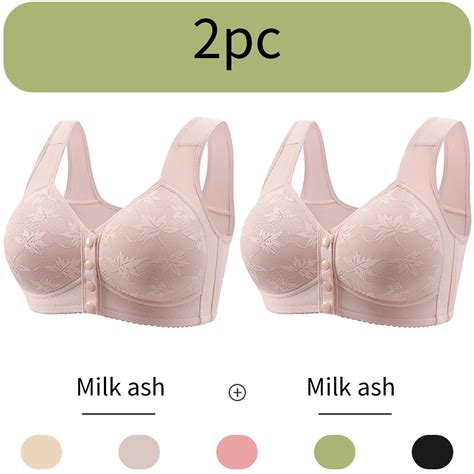 Poiuytr 2pack Daisy Bra For Seniors Front Snap Closure Bras For Women