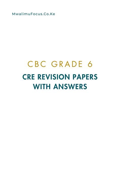 CBC Grade 6 CRE Revision Papers With Answers