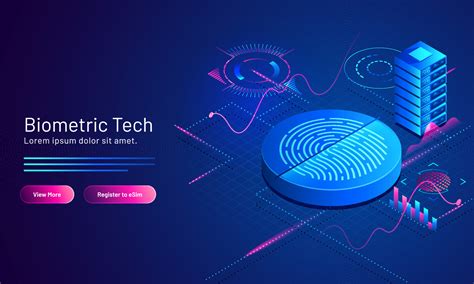 3d Illustration Of Biometric Fingerprint And Server On Blue Scientific Background For Biometric