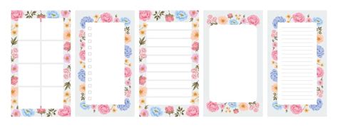 Premium Vector Collection Of Floral Planner Template For Daily