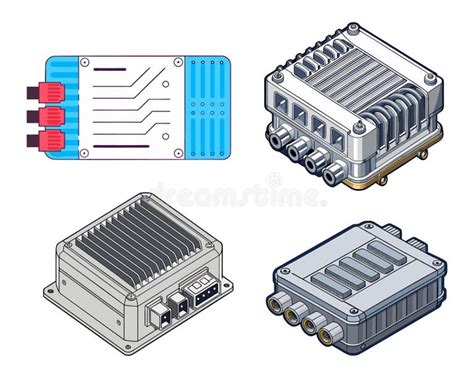 Automotive Ecu 3d Graphic Engine Control Module With Metallic Case