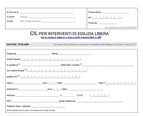 Modulo Cil Edilizia Libera