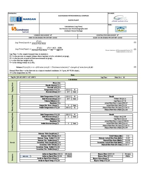 Lag Time Calculation Sample Pdf Flow Measurement Pressure