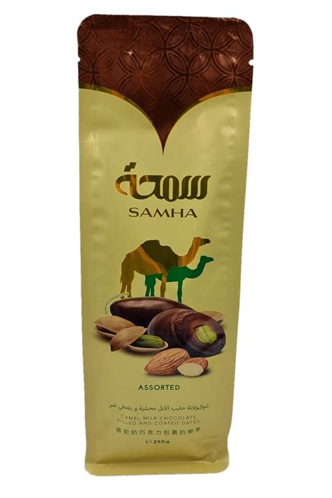 Samha Camel Milk Chocolate Covered Almond And Pistachio Dates Assorted ...